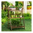 Bamboo Ladder Shelf 3-Tier, Foldable Plant Stand Bookshelf - Walmart.com