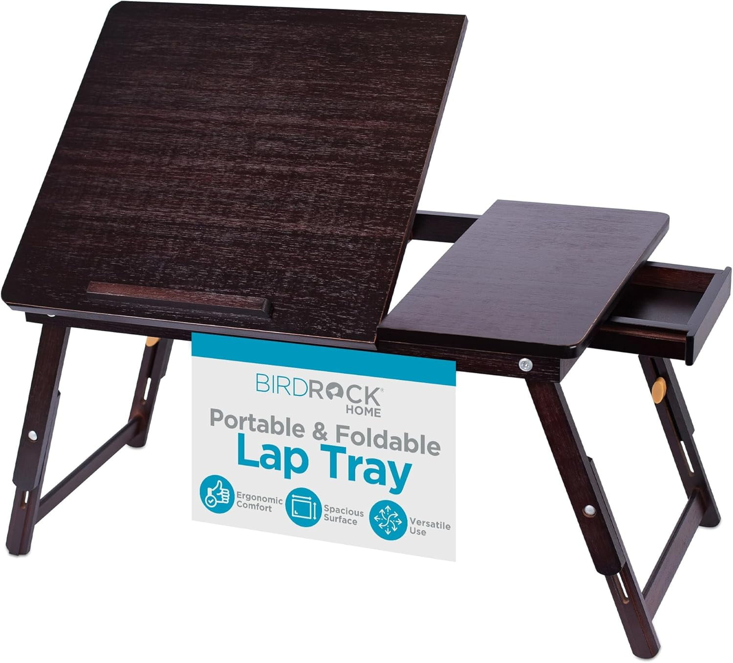 Bamboo Lap Tray with Adjustable Tilt Surface | Portable Wooden Desk for ...