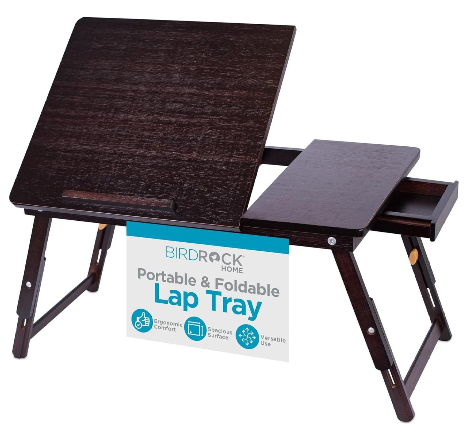 Bamboo Lap Tray with Adjustable Tilt Surface | Portable Wooden Desk for ...