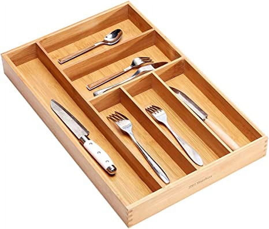 Bambloom Large Kitchen Drawer Organizer,Bamboo Silverware Utensil ...