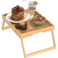 Bamboo Large Serving Tray Multi-Use Bed Table for Breakfast, Laptop ...