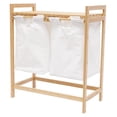 Bamboo Laundry Hamper Basket, 2 Sections Laundry Clothes Hamper Sorter ...
