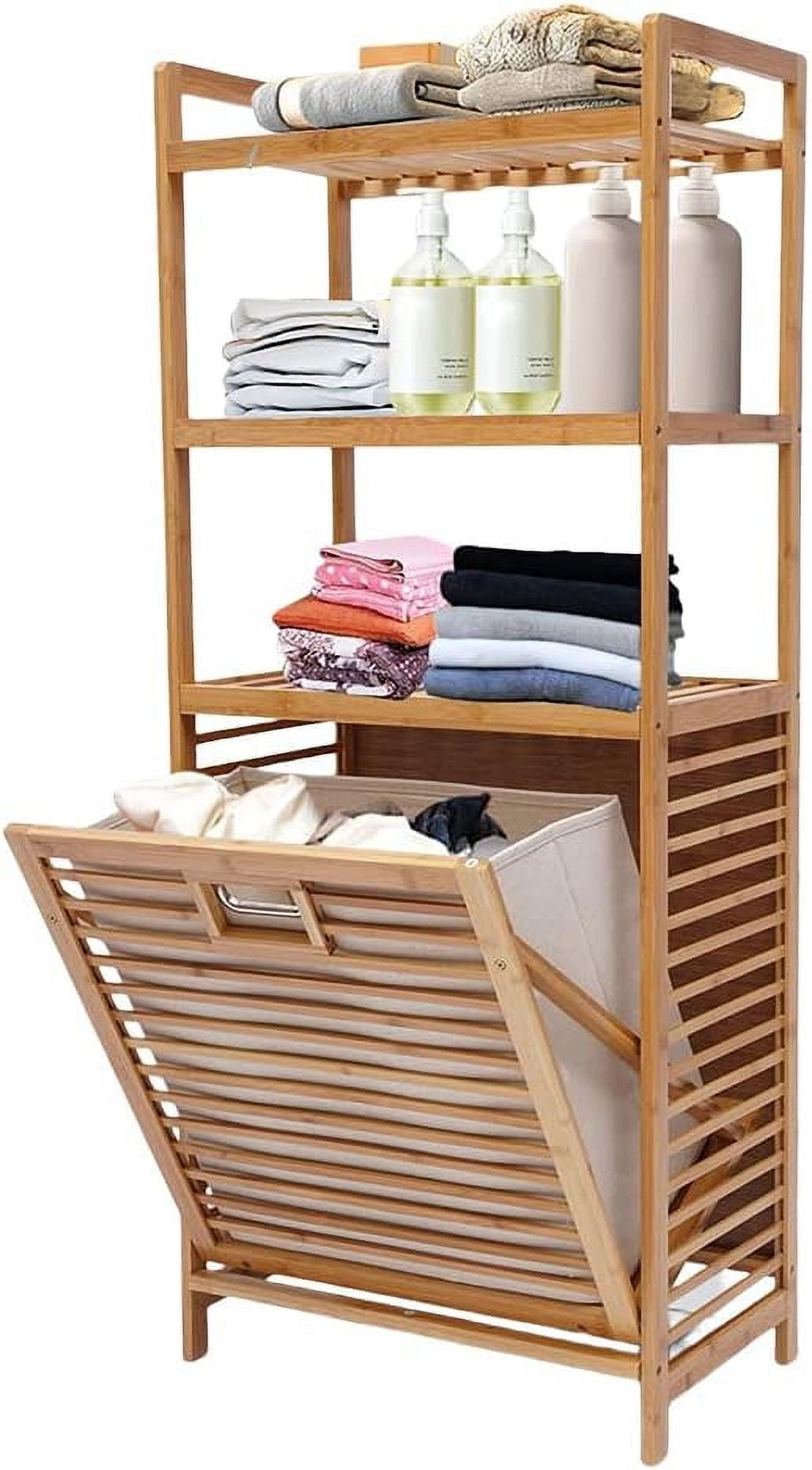 Bamboo Laundry Storage basket - four layers,Tilt Out Laundry Hamper For ...
