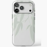 Bamboo Leaves Grey Nature Pattern iPhone Case 17 through 11 Pro Max ...