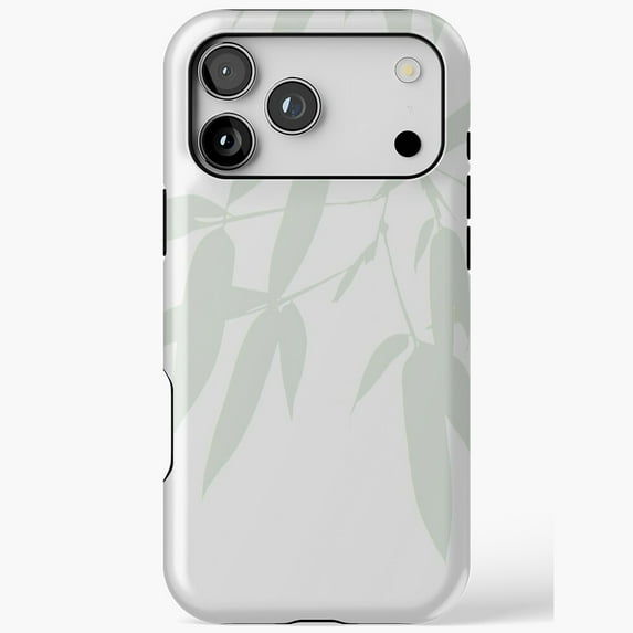 Bamboo Leaves Grey Nature Pattern iPhone Case 17 through 11 Pro Max ...