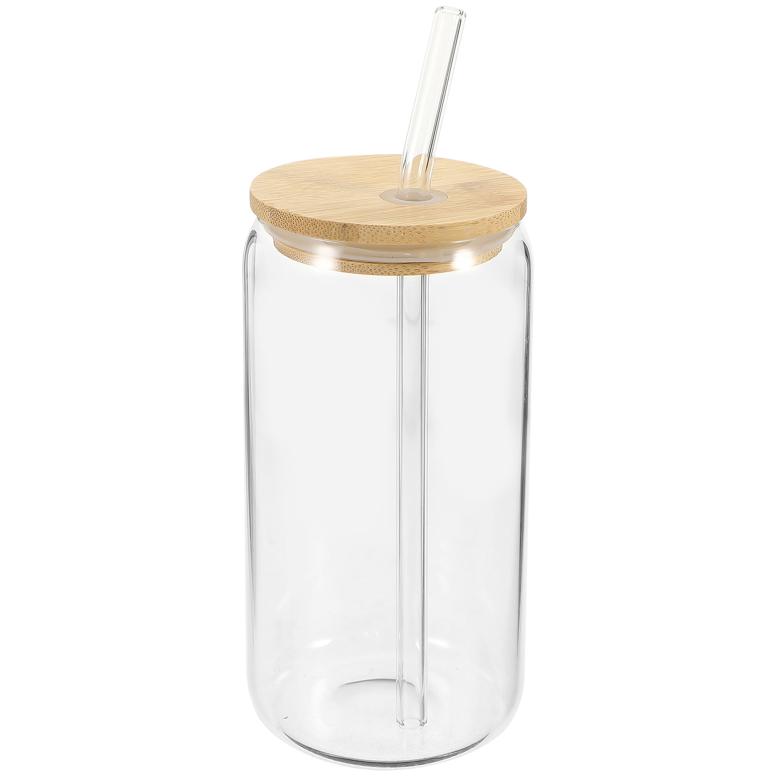 Bamboo Lid Drink Cup Tumbler Glass Cups with Lids and Straws Coffee ...