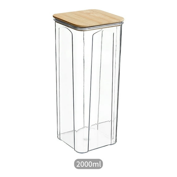 Bamboo Lid Glass Grain Storage Container - Airtight Sealed Jar for Rice ...