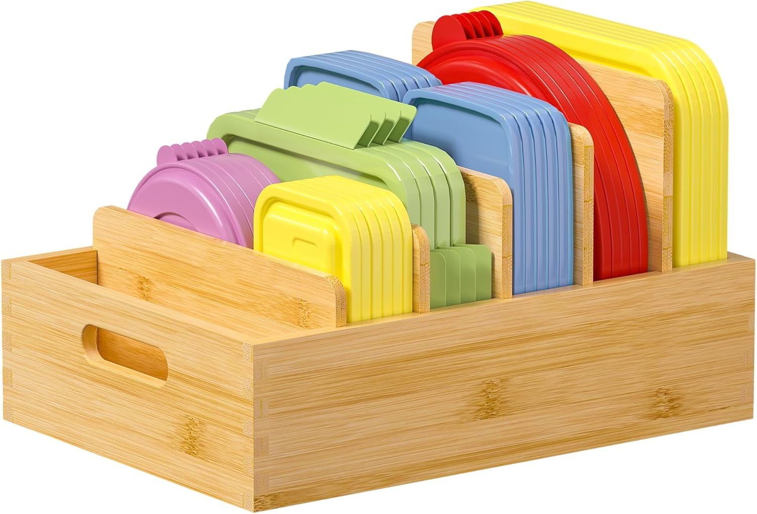 Bamboo Lid Organizers Inside Cabine, Kitchen Cabinet Organizer with 5 ...