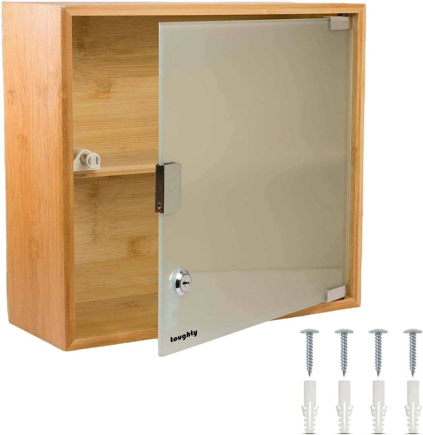 Bamboo Locking Medicine Cabinet - Wall Mount Lockable Medical Storage ...