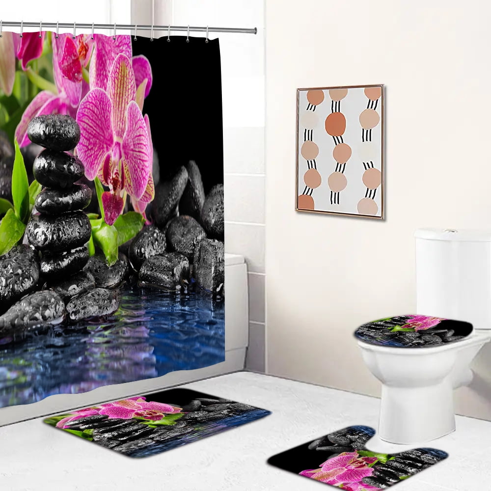 Bamboo Lotus Zen St Bathroom Curtain Polyester Fabric Shower Curtains ...