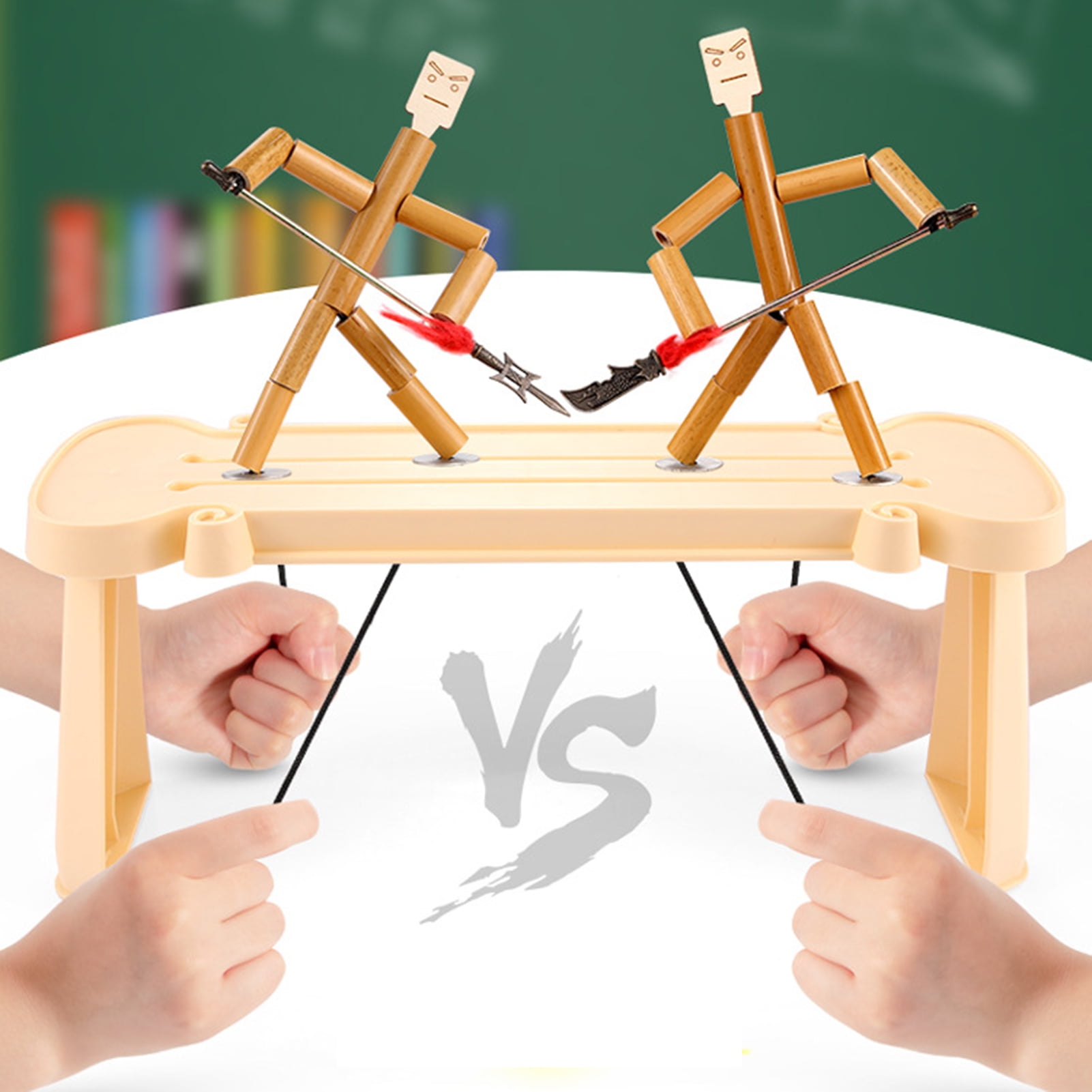 Bamboo Man Battle Toy with Random Weapon PK Table Funny Natural Bamboo ...