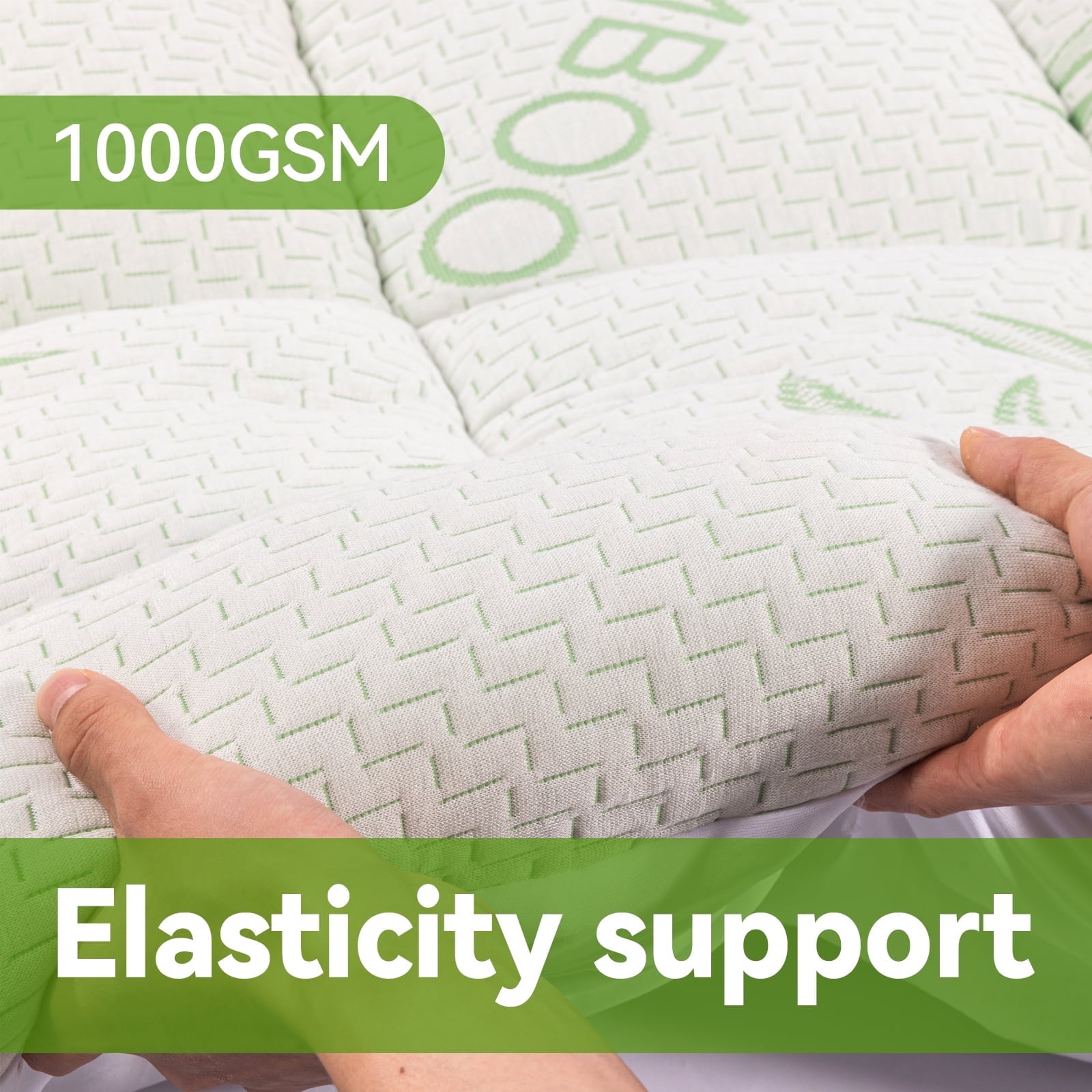 Bamboo Mattress Topper Queen Size - Waterproof Viscose Pad Dual Cooling ...