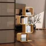 Bamboo Modern Geometric S-Shaped Bookshelf, Large Capacity Free ...