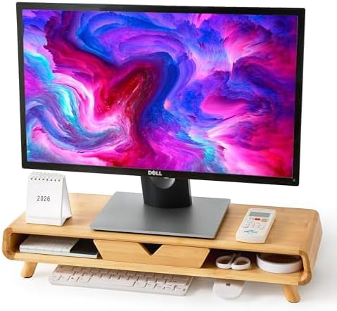 Bamboo Monitor Stand Riser, No Assembly Required Exquisite Monitor ...