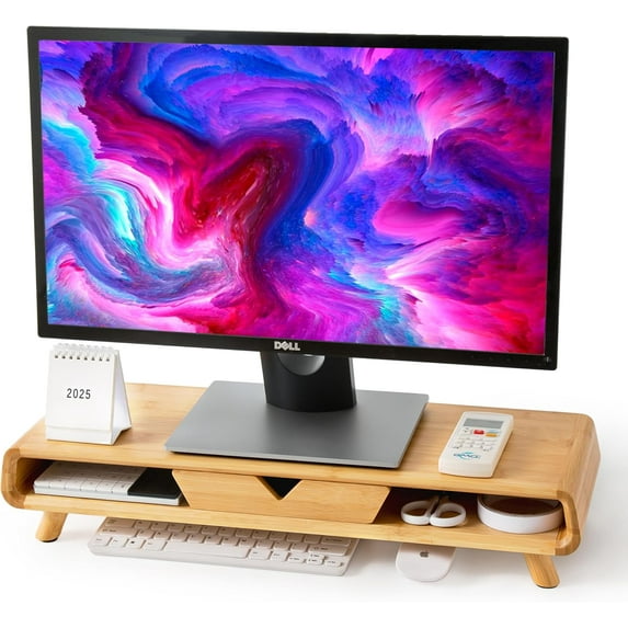 Bamboo Monitor Stand Riser, No Assembly Required Exquisite Monitor ...