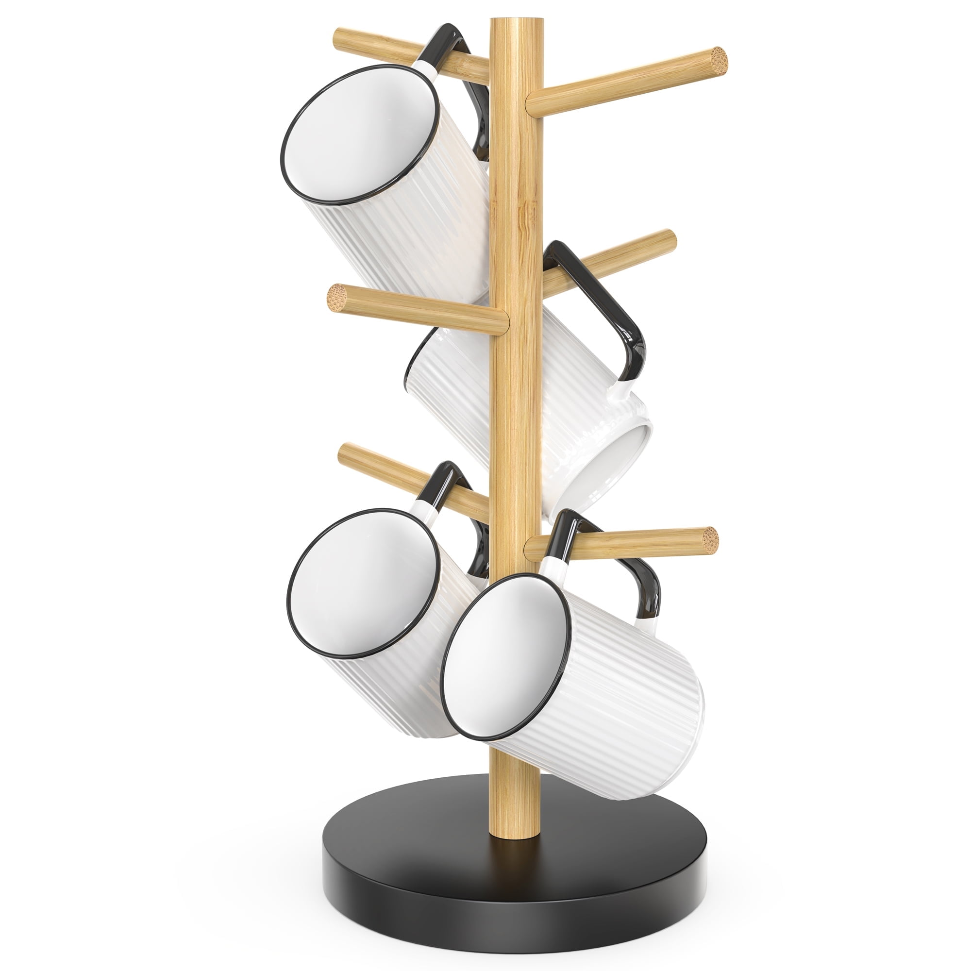 Wisuce Bamboo Mug Holder Tree with 6 Hooks - Walmart.com