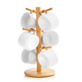 Bamboo Mug Tree for Counter 6 Hooks Detachable Coffee Mug Holder ...