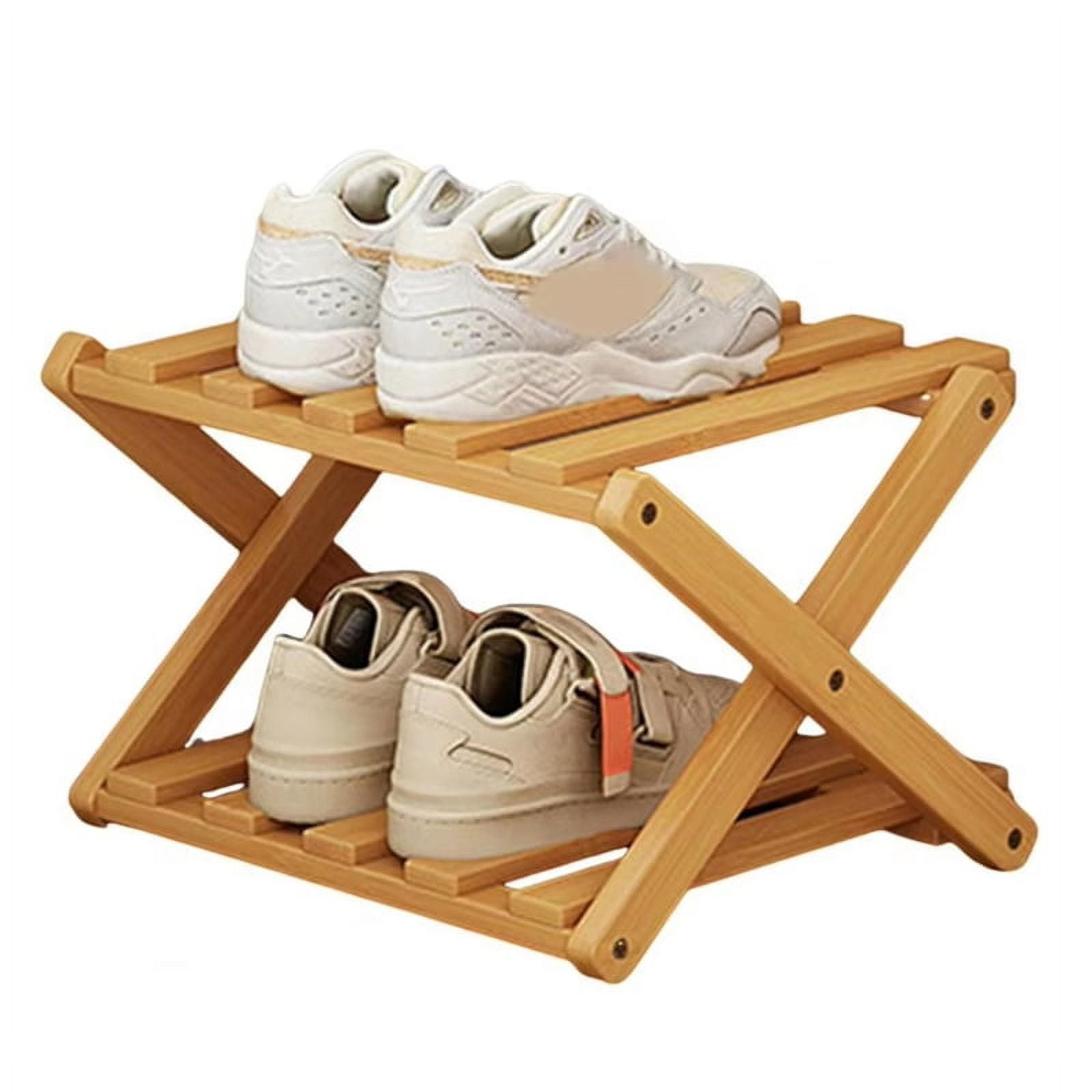 Bamboo Multi-Layer Folding Shoe Rack, Retractable Household Storage ...