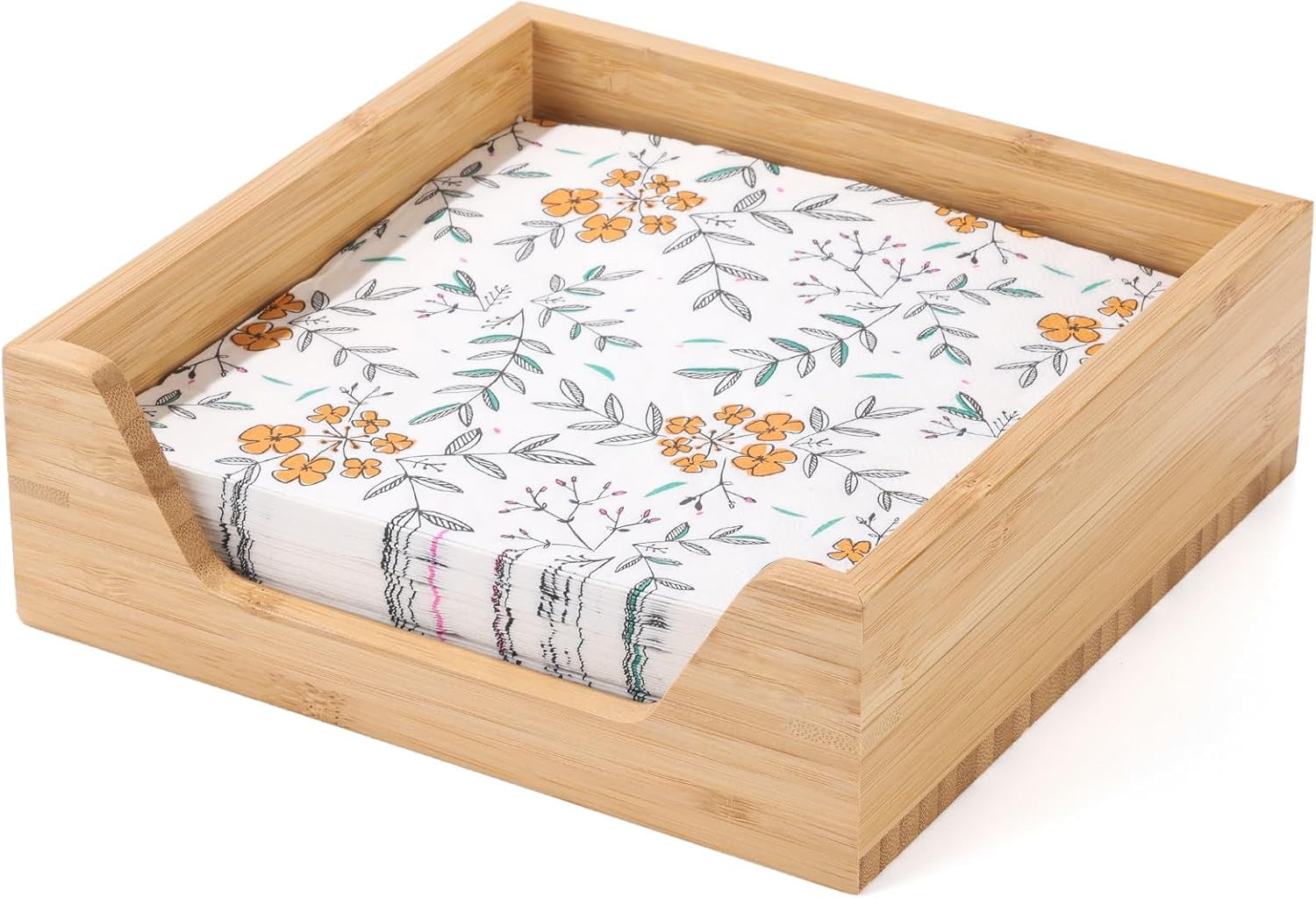 Bamboo Napkin Holder, 7.36" x 2.16" Holder for Table with Large Side ...
