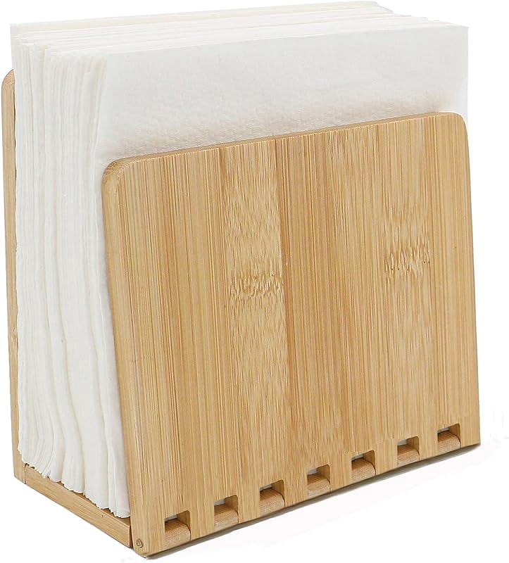 Bamboo Napkin Holder, Adjustable Wood Storage Rack for Dining Room ...