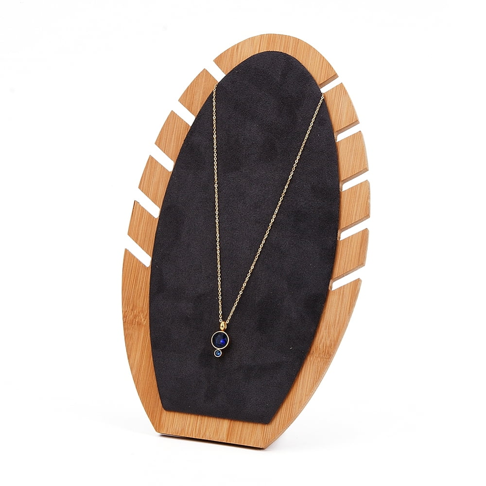 Bamboo Necklace Display Stand L-Shaped Long Chain Display Stand Oval ...