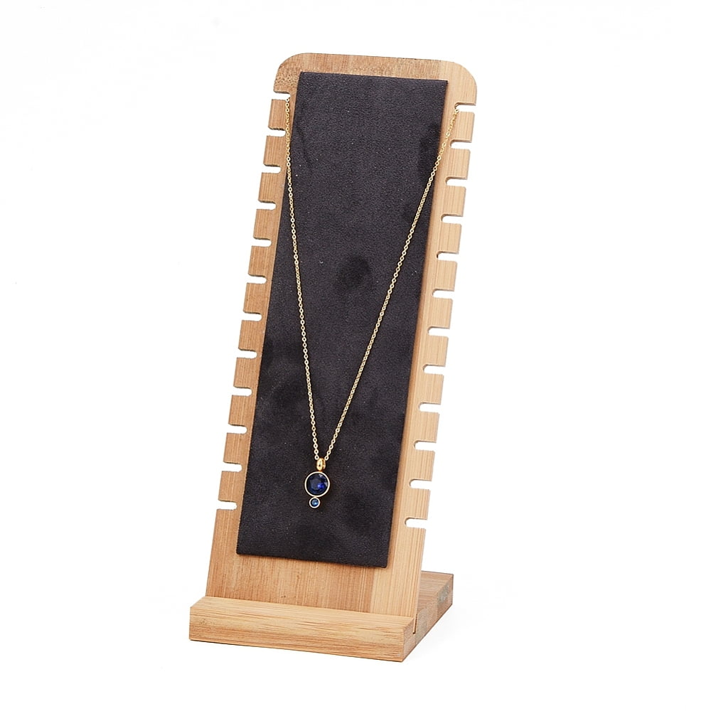 Bamboo Necklace Display Stand L-Shaped Long Chain Display Stand ...
