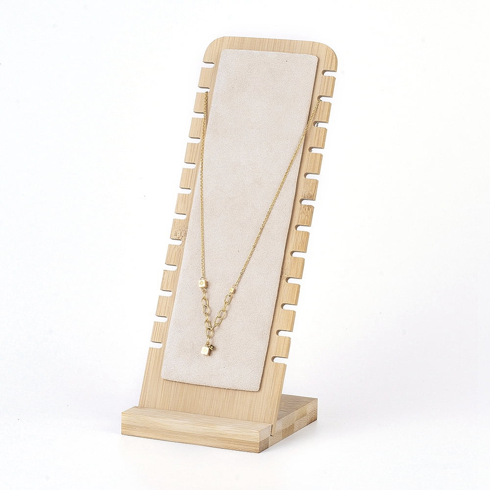 Bamboo Necklace Display Stand L-Shaped Long Chain Display Stand ...