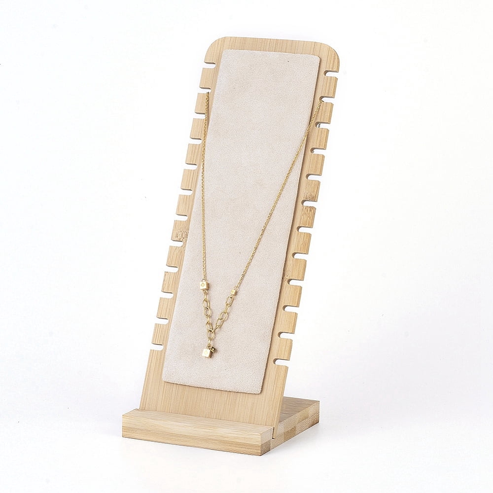 Bamboo Necklace Display Stand L-Shaped Long Chain Display Stand ...