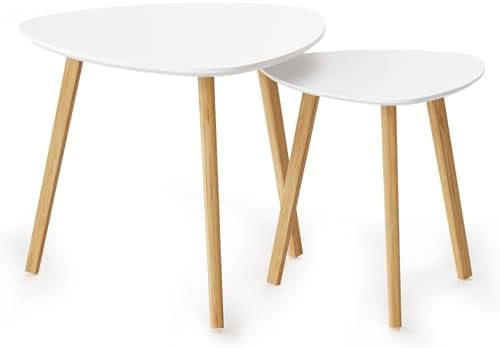 Bamboo Nesting Triangle End Table,Set of 2 Coffee Table Modern ...