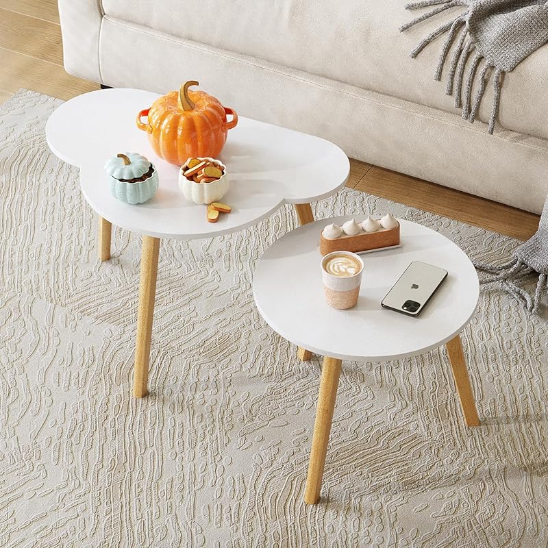 Bamboo Nesting Triangle End Table,Set of 2 Coffee Table Modern ...