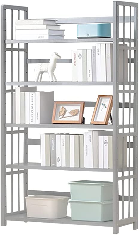 Bamboo Open Bookshelf - Large 5-Tier Free-Standing Storage Rack ...