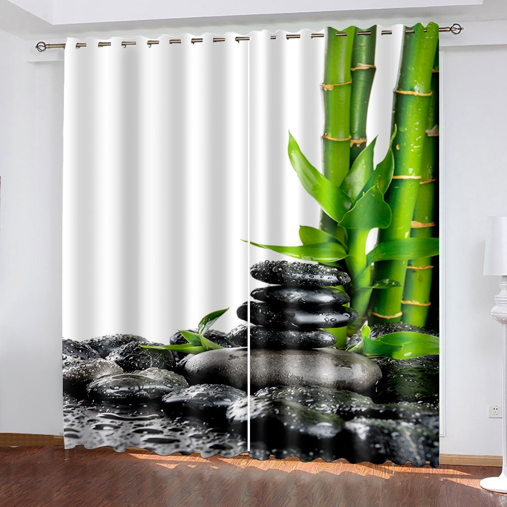 Bamboo Orchid Zen St Flower Curtains Living Room Window Semi Blackout ...