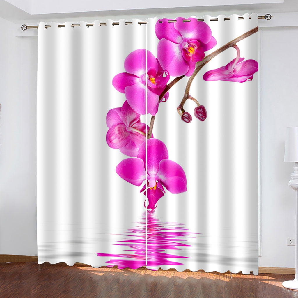 Bamboo Orchid Zen St Flower Curtains Living Room Window Semi Blackout ...