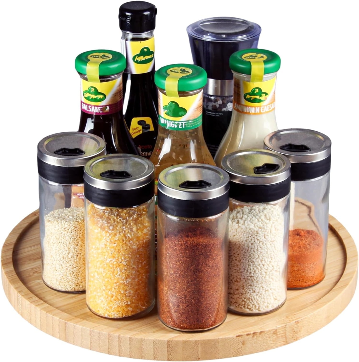 Bamboo Organizer Turntable,Lazy Susan Organizer,12 inch Rotating Trays ...