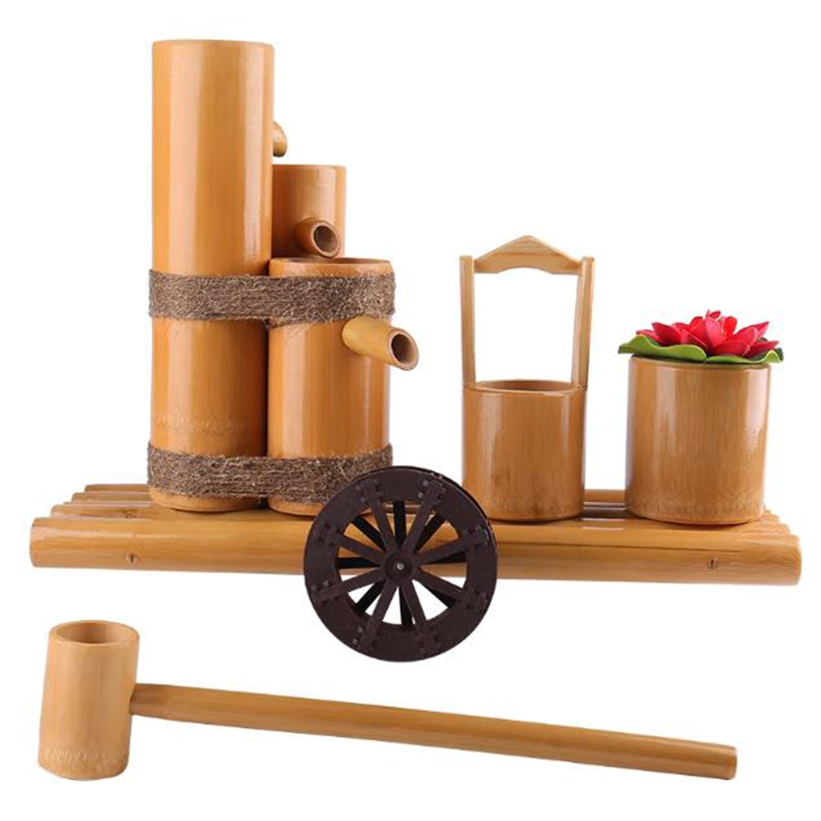 Bamboo Outdoor Fountain with Water Pump, Handmade Natural Bamboo, Fish ...