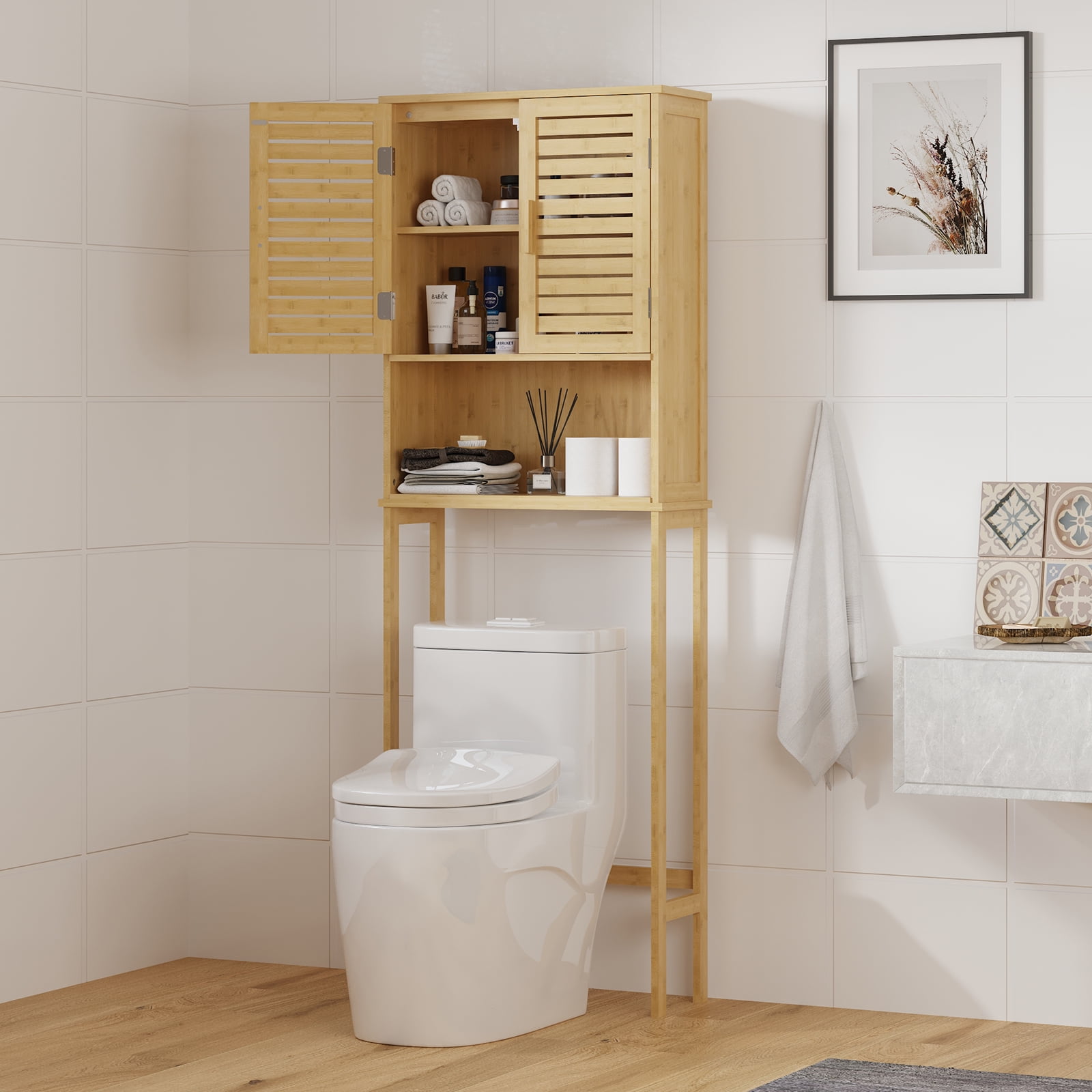 Bamboo Over The Toilet Storage Cabinet, Bathroom Cabinet with ...