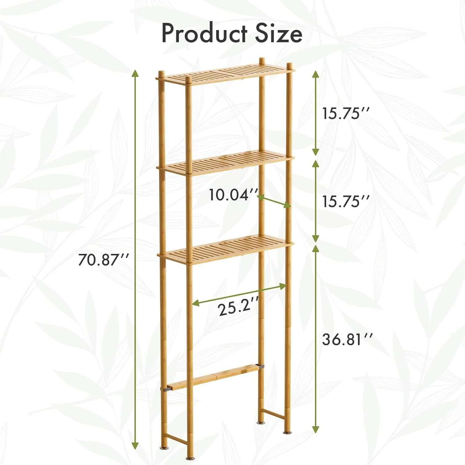 Bamboo Over The Toilet Storage Rack, 3-Tier Freestanding Organizer ...