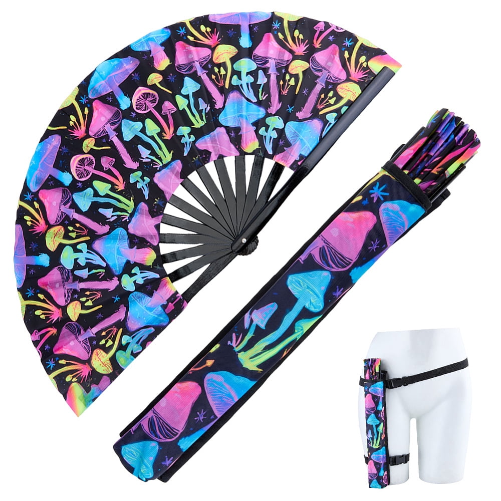 Bamboo Oxford Fabric Folding Fan with Bag and Belt for Party Wedding ...