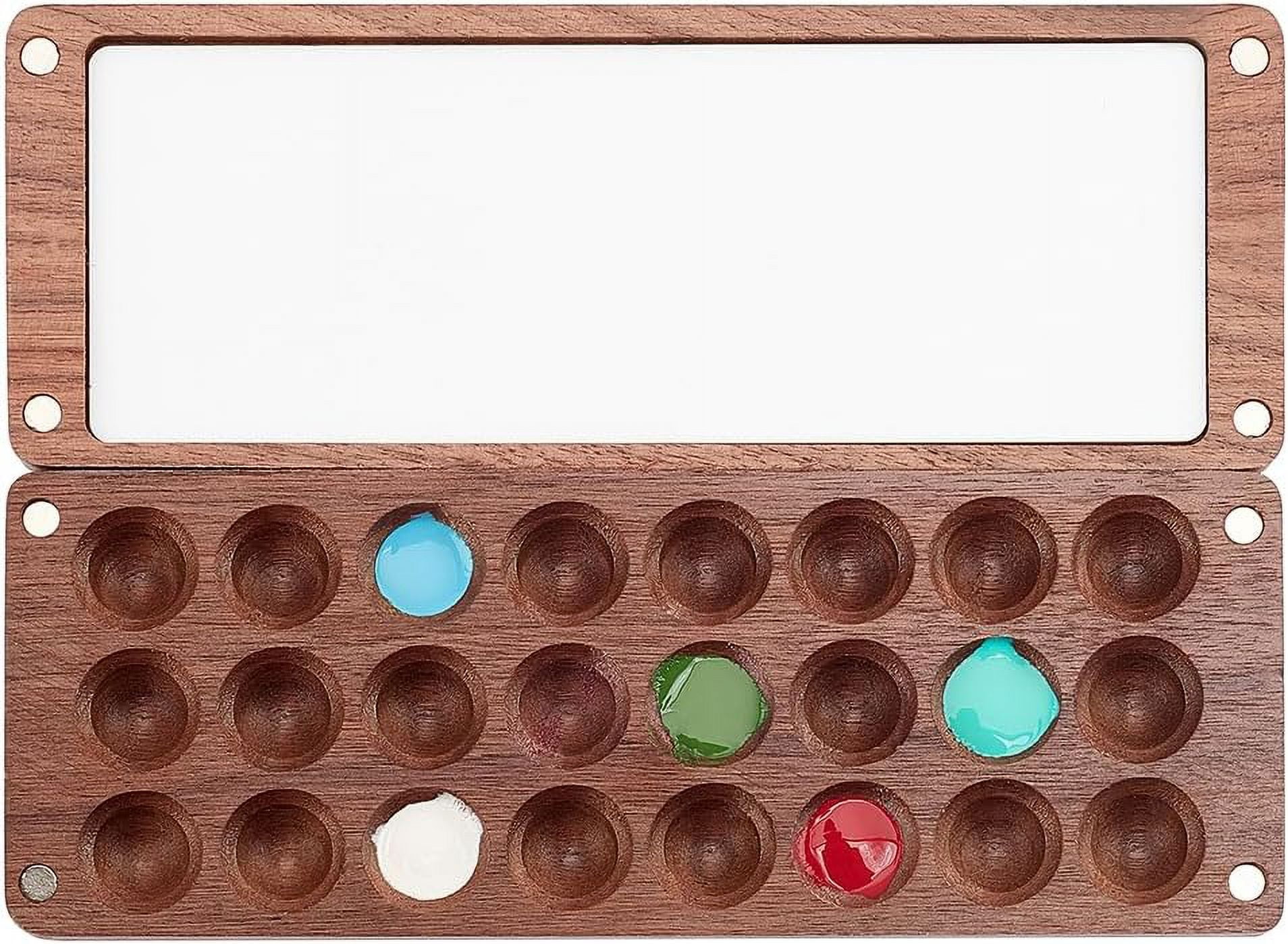 Bamboo Paint Palette 24 Grids Wooden Watercolor Paint Box with Lid Wood ...