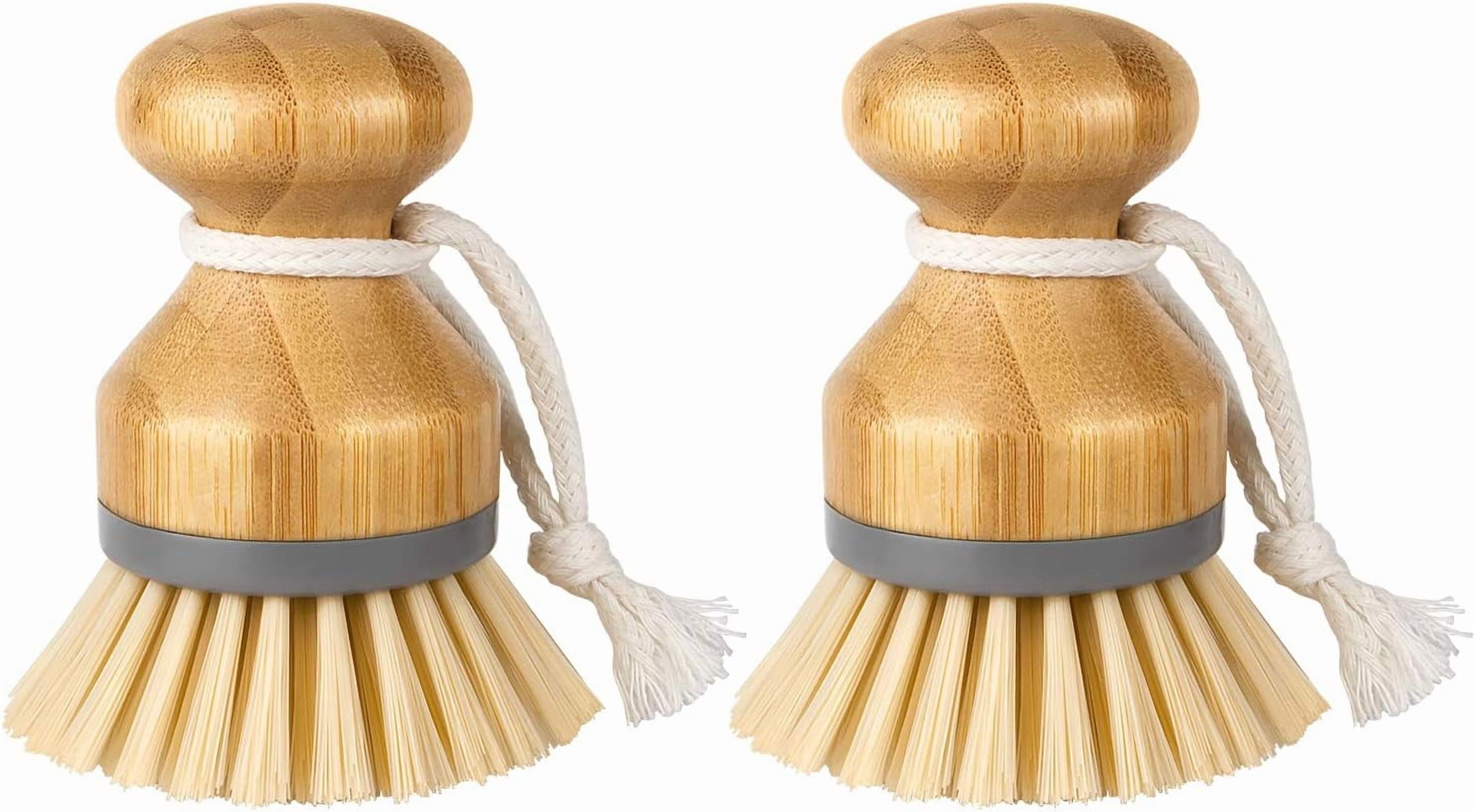 Bamboo Palm Brush - Eco-Friendly Natural Kitchen Scrub Brush for ...