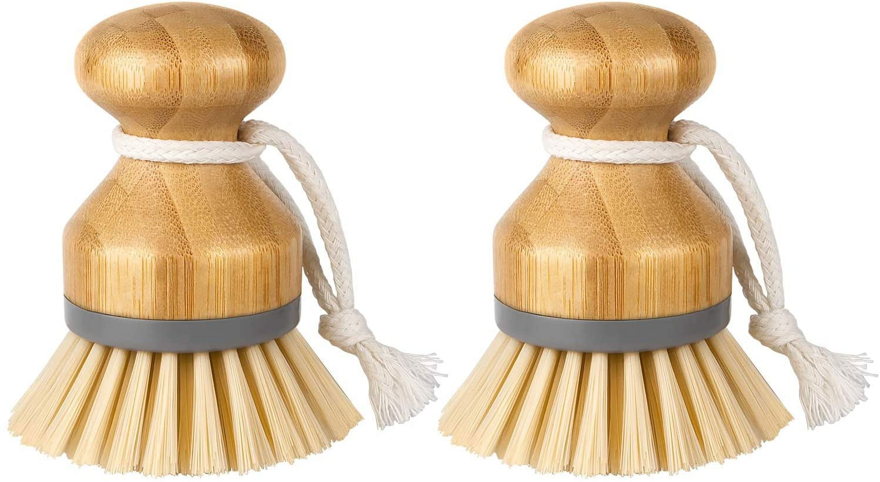 Bamboo Palm Brush, Scrub Brush for Dishes Pots Pans Kitchen Sink ...
