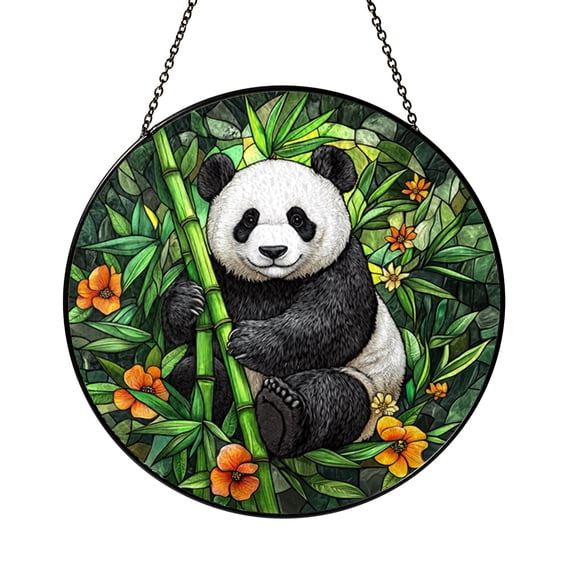 Bamboo Panda Stained Glass Style Window Suncatcher - Walmart.com