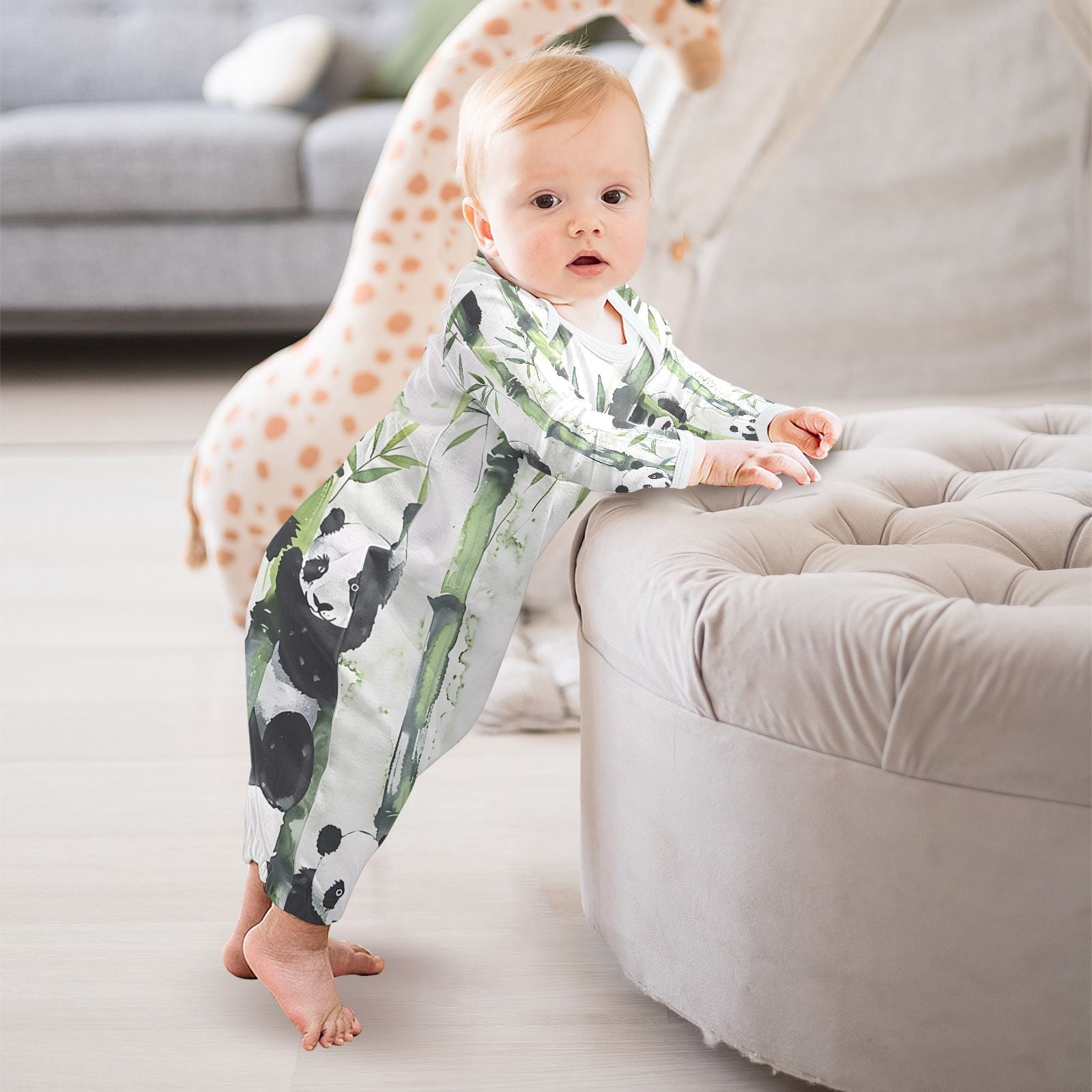 Bamboo Pandas Newborn Baby Sleeper Gowns Baby Nightdress Cotton Long ...