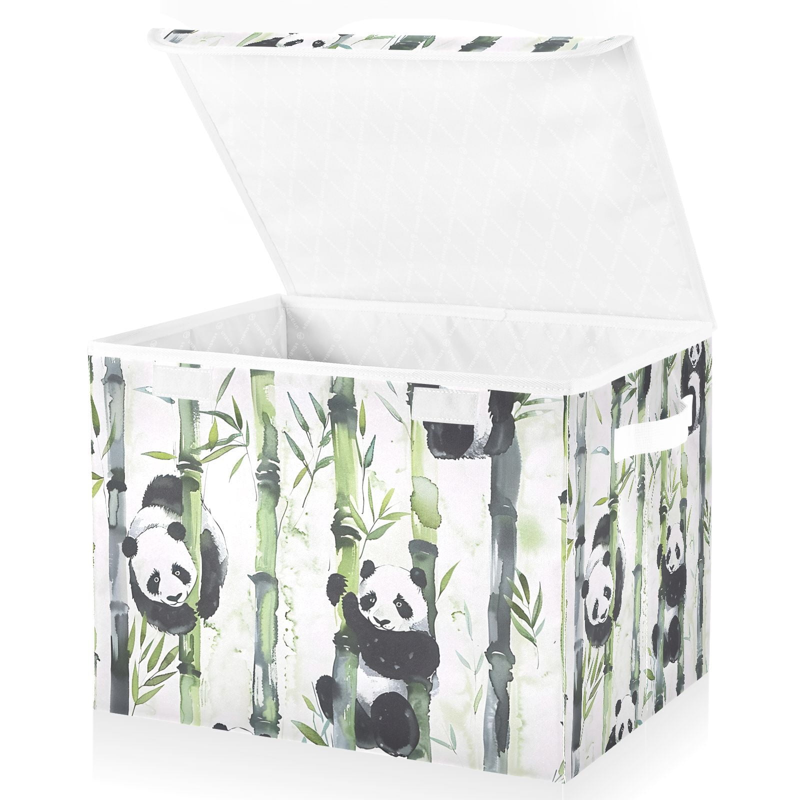 Bamboo Pandas Storage Basket for Shelves Foldable Container Organizer ...