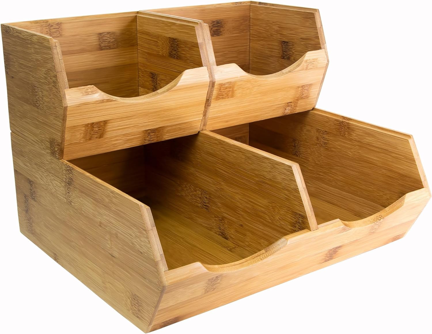 Bamboo Pantry Storage Bins - Stackable Baskets, Potato and Onion ...