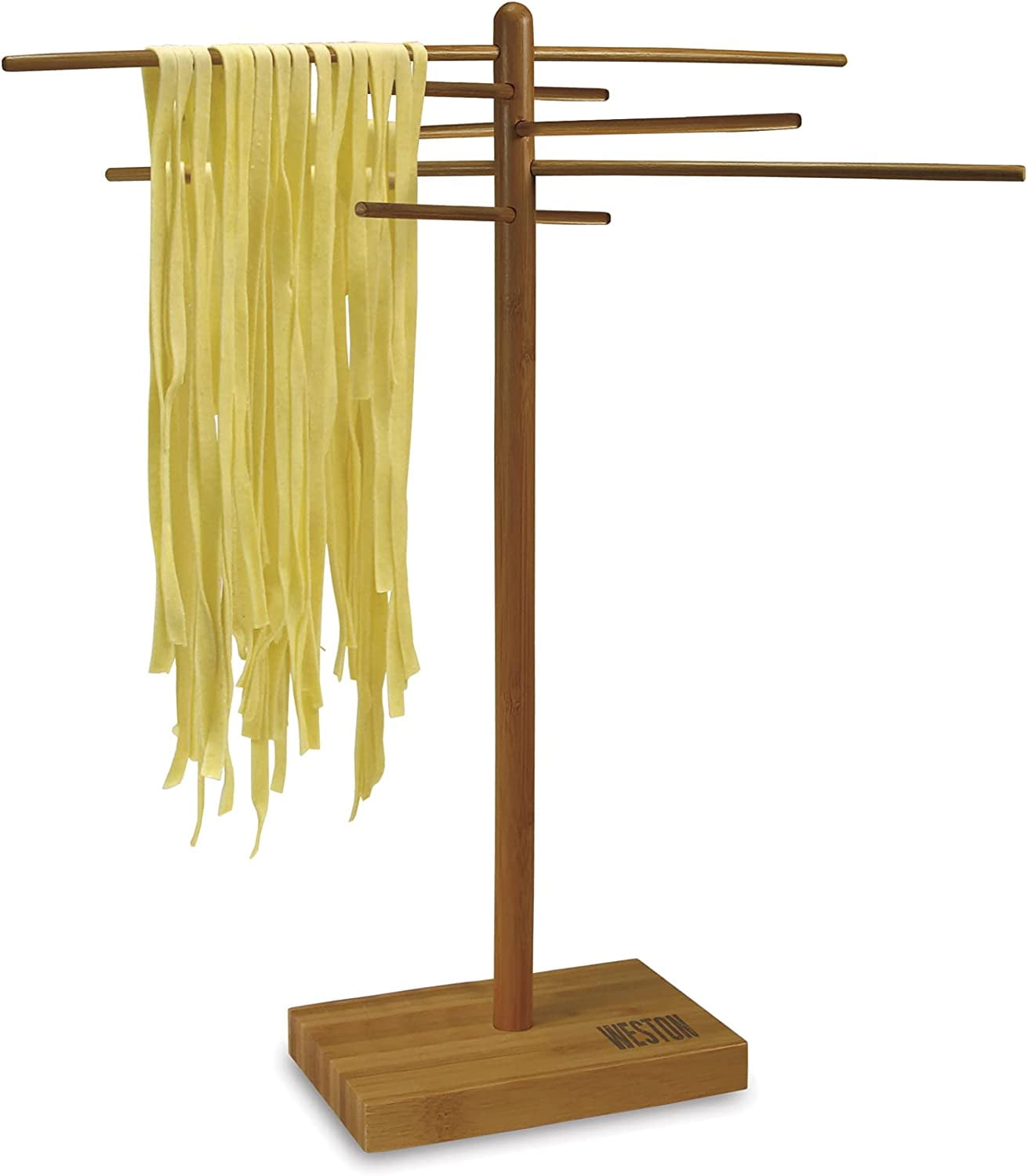 Bamboo Pasta Drying Rack – 16" Tall, 14" Wide, 10 Drying Arms, Flat ...