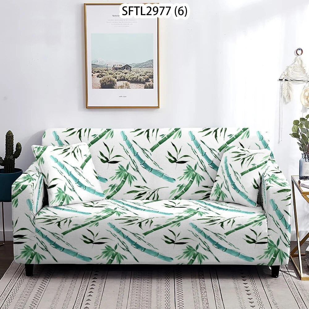 Bamboo Pattern Sofa Cover Cover New Solid 1/2/3/4-Seater Slipcovers ...