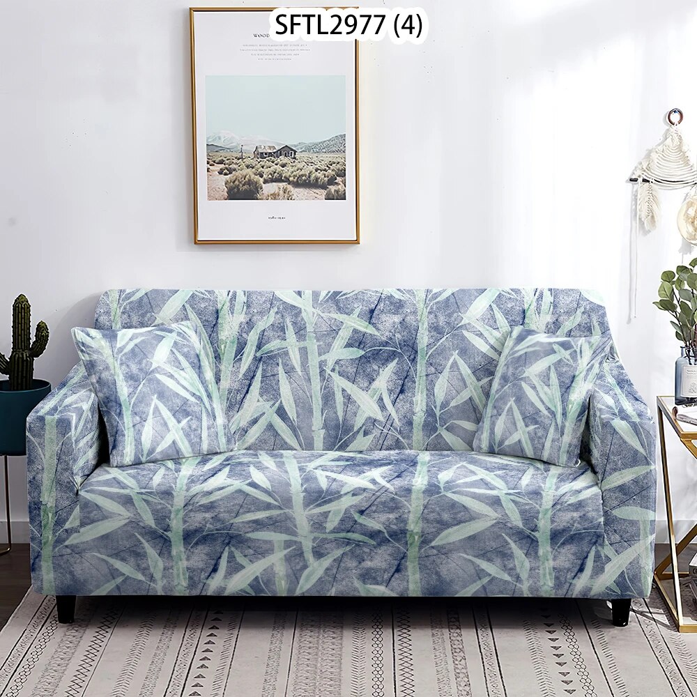 Bamboo Pattern Sofa Cover Cover New Solid 1/2/3/4-Seater Slipcovers ...