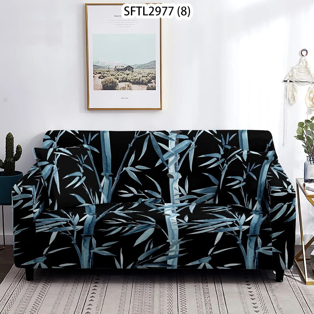 Bamboo Pattern Sofa Cover Cover New Solid 1/2/3/4-Seater Slipcovers ...