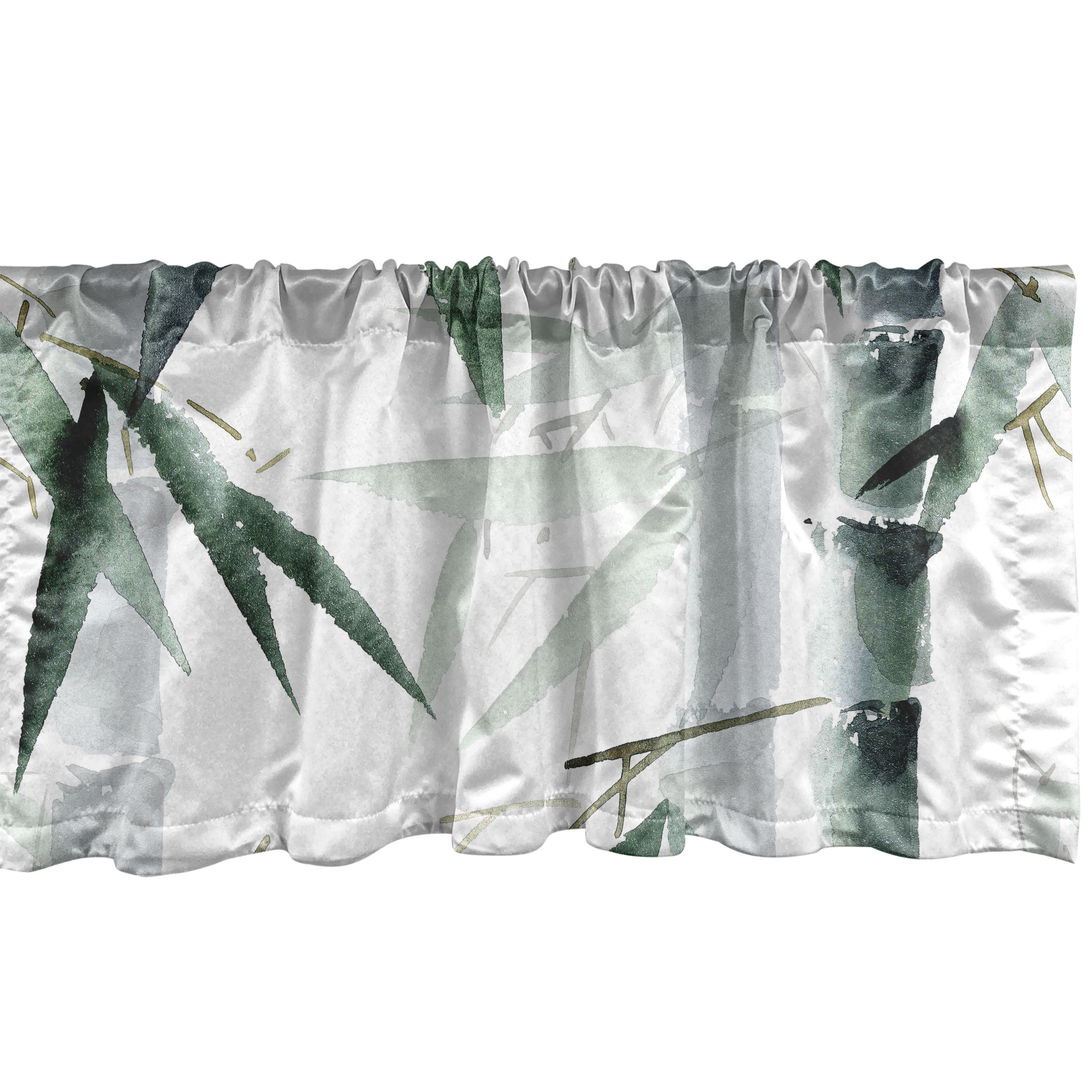 Bamboo Pattern Window Valance, Forest Aura with Branches and Leaves ...